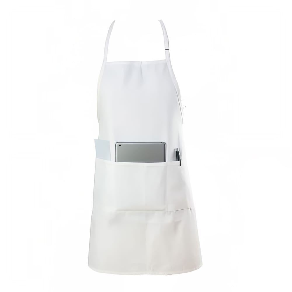 Chef Revival Bib Apron, 3 Compartment Pocket, Poly/Cotton, 28 x 30 ...
