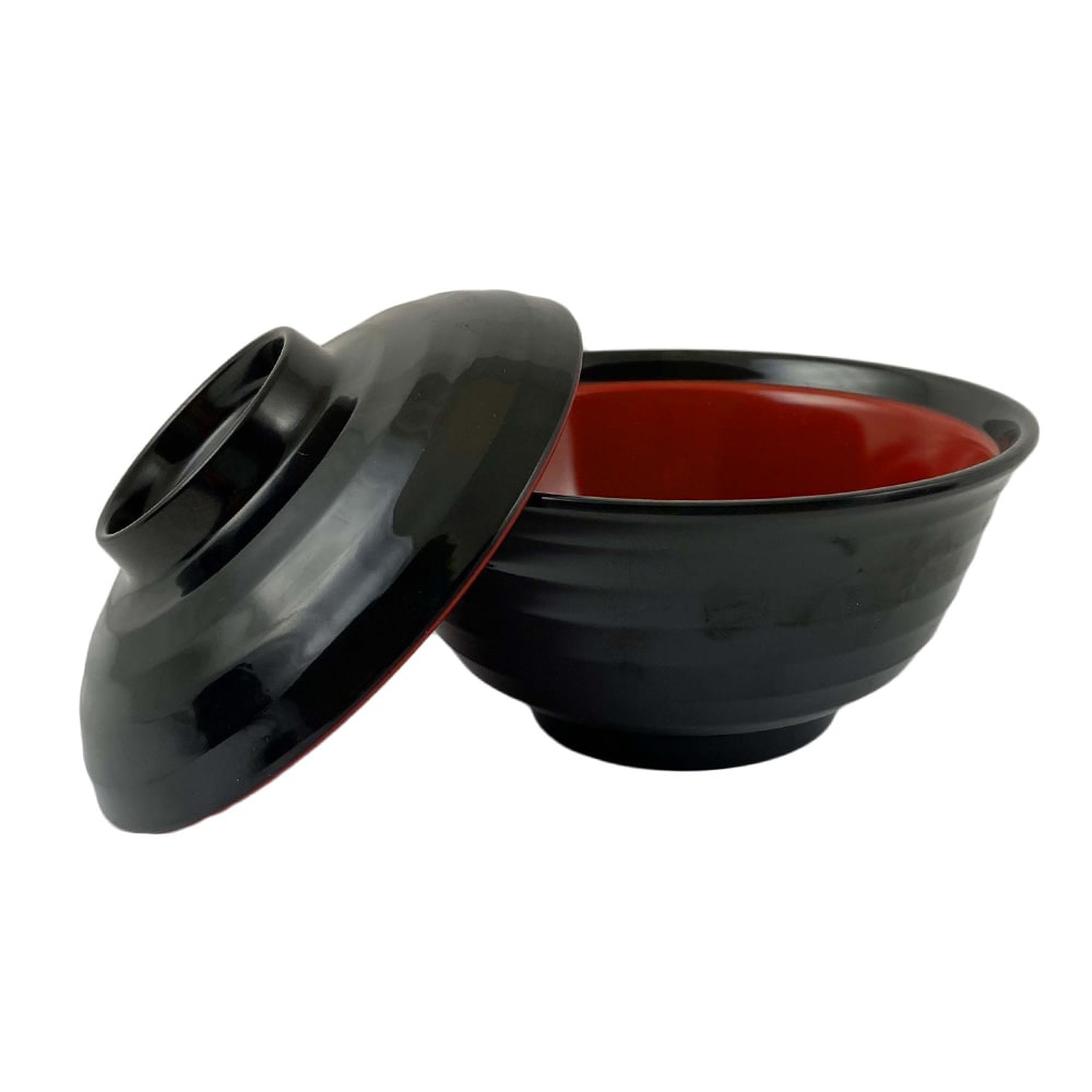 Thunder Group 3222JBR 10 oz Round Melamine Soup/Vegetable Bowl, Red/Black