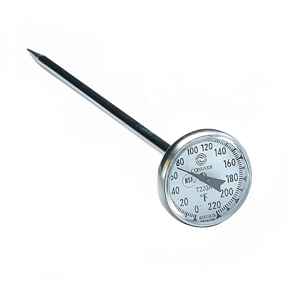 Comark T220A/BOXED 1" Dial Type Pocket Thermometer w/ 5" Stem, 0 to 220 ...