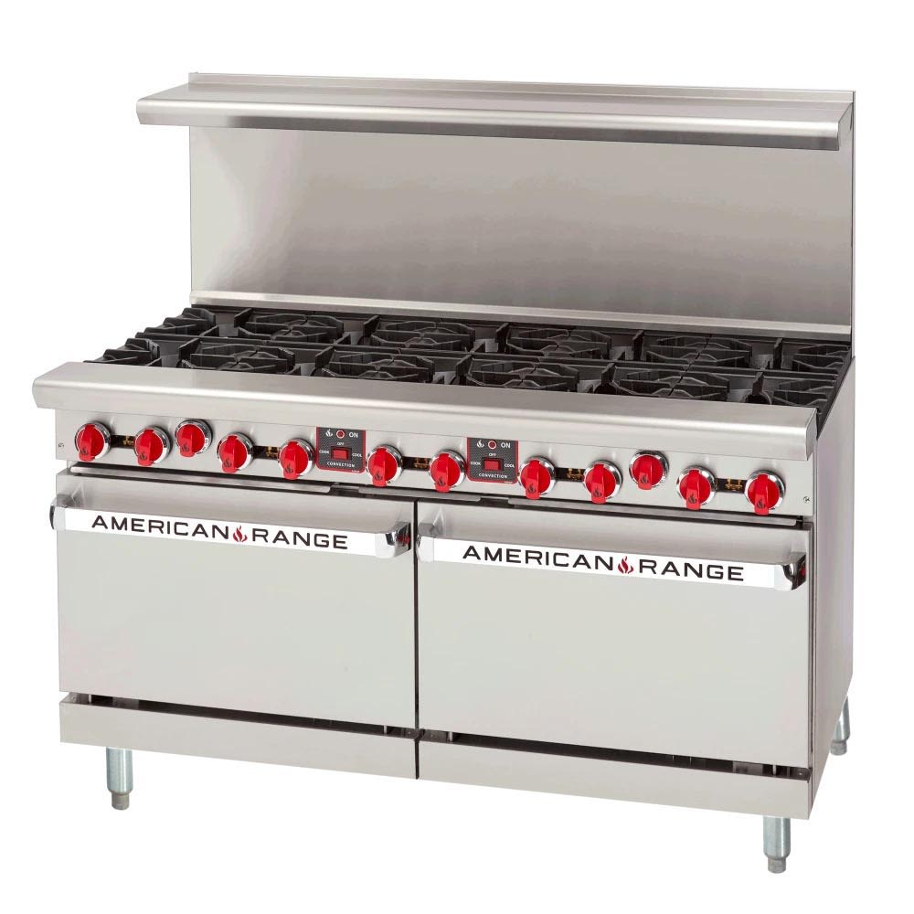 American Range AR-10-CC 60" 10 Burner Gas Range w/ (2) Convection Ovens ...