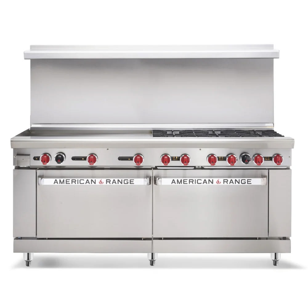 American Range AR-36G-6B-DSB 72" 6 Burner Gas Range w/ Griddle & (2 ...
