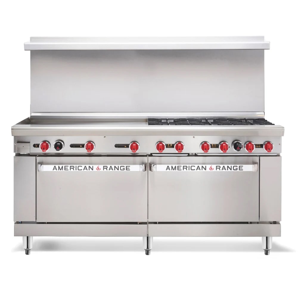 American Range AR-48G-4B-DSB 72" 4 Burner Gas Range w/ Griddle & (2 ...
