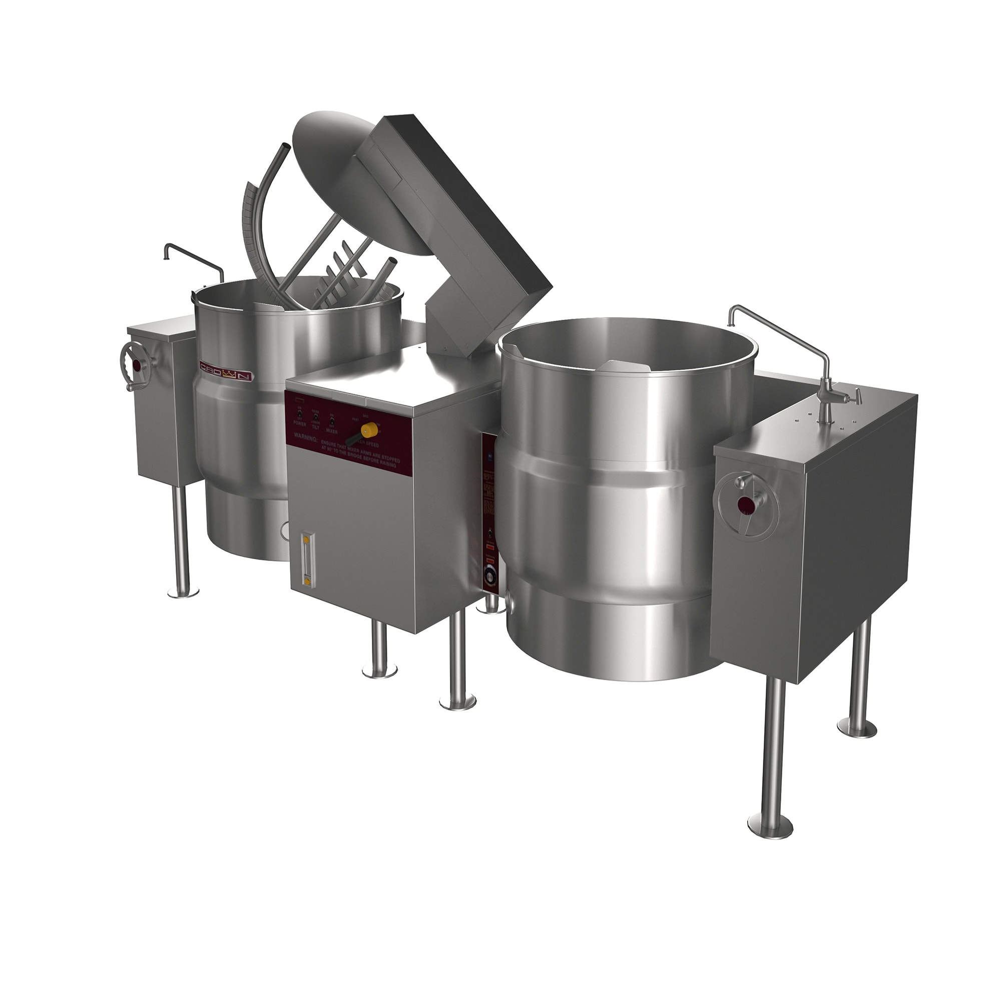 Crown Steam DLTM-100-2 (2) 100 gal. Steam Kettles - Power Tilt, 2/3 ...