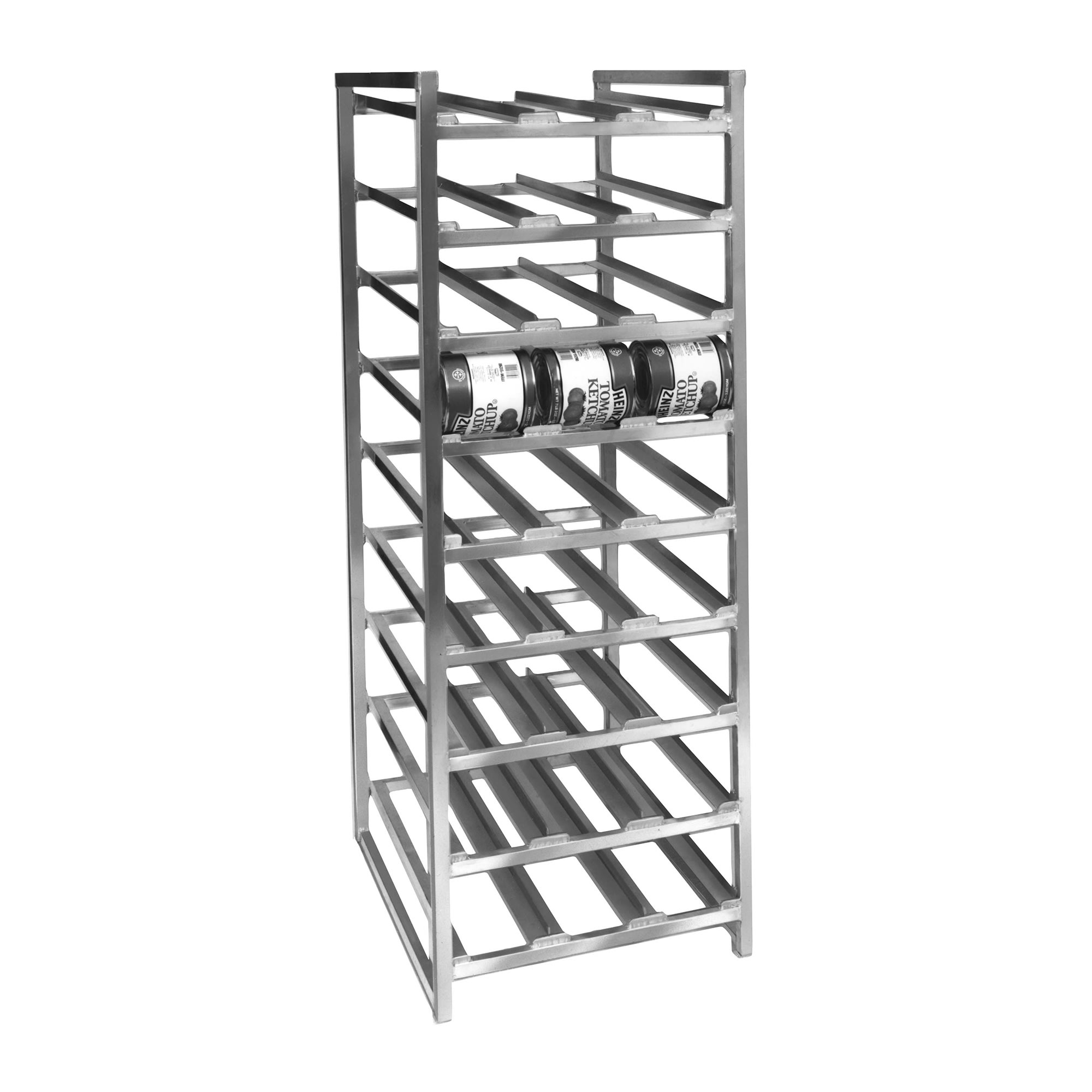 Channel 76"H Stationary Can Rack w/ (162) #10 Capacity, Front Load (CSR-9)