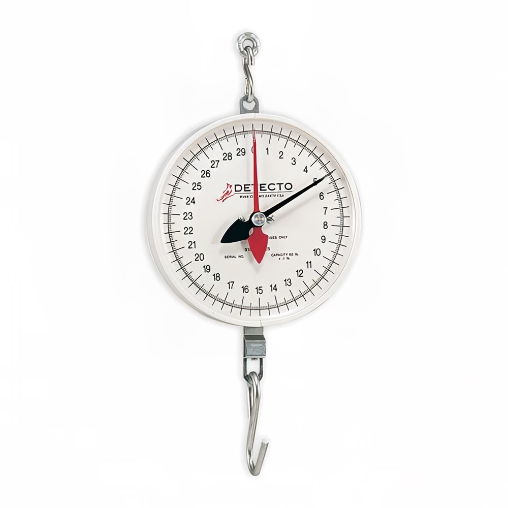 Detecto MCS-20DH Plated S-Hook Hanging Scale w/ Double Dial, 2 ...