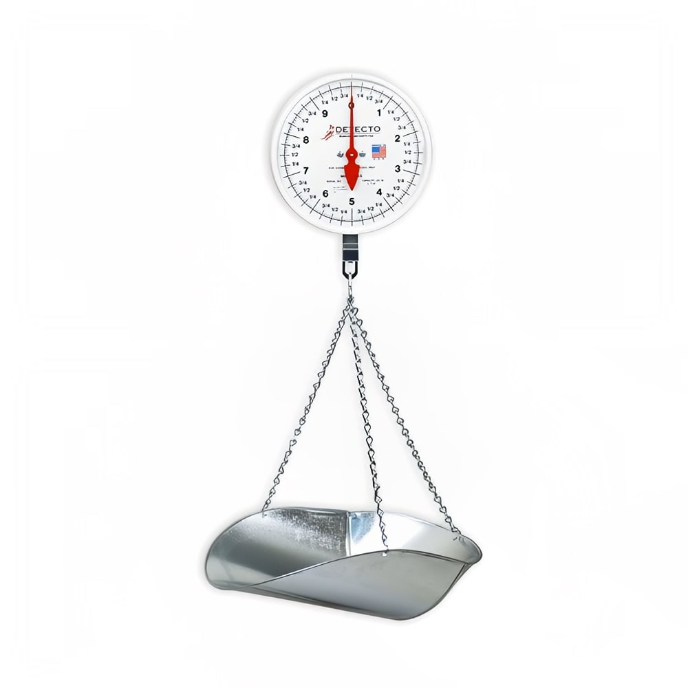 Detecto MCS-20P Dial Hanging Scale w/ Galvanized Scoop & Chains, 20 lb