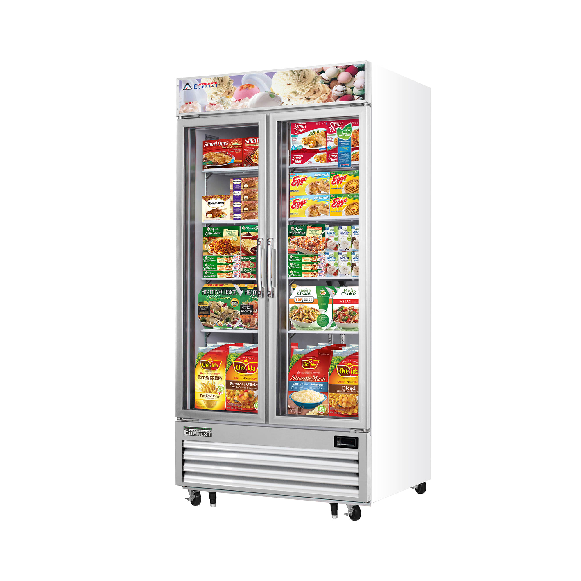 Everest Refrigeration EMGF36 41" Two Section Display Freezer w/ Swing ...