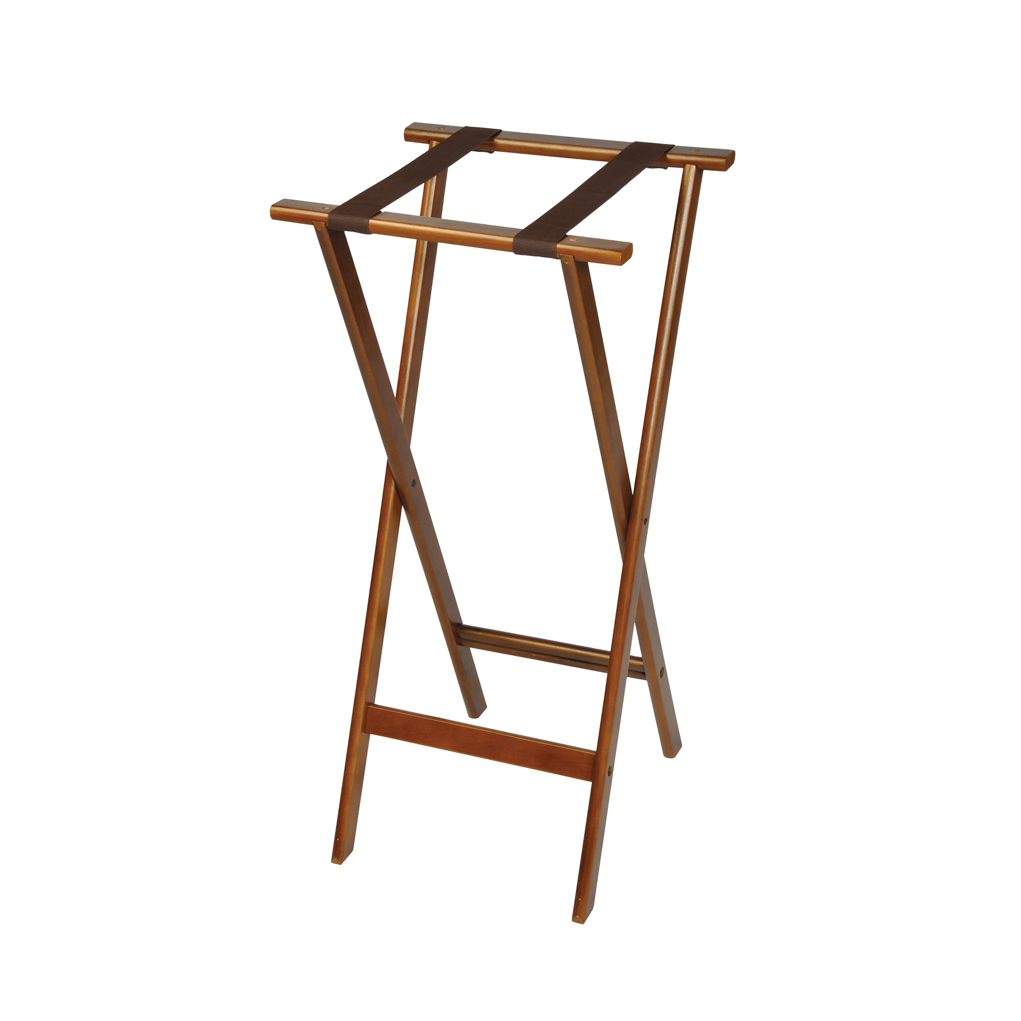 CSL 38" Extra Tall Flat Tray Stand w/ Brown Straps, Mahogany (1178-1)