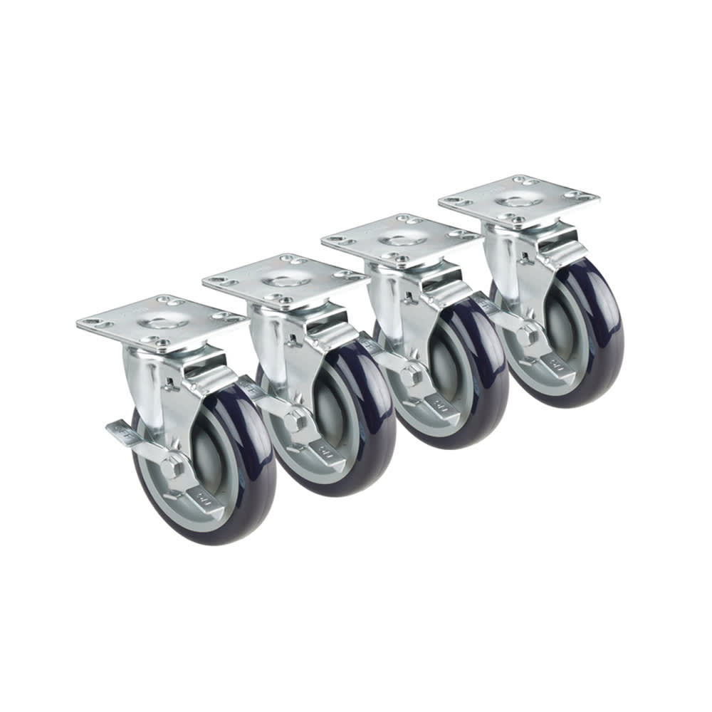Krowne 28-115S 4 Piece Universal Plate Caster Set w/ 4" Wheels, 3 1/2 ...