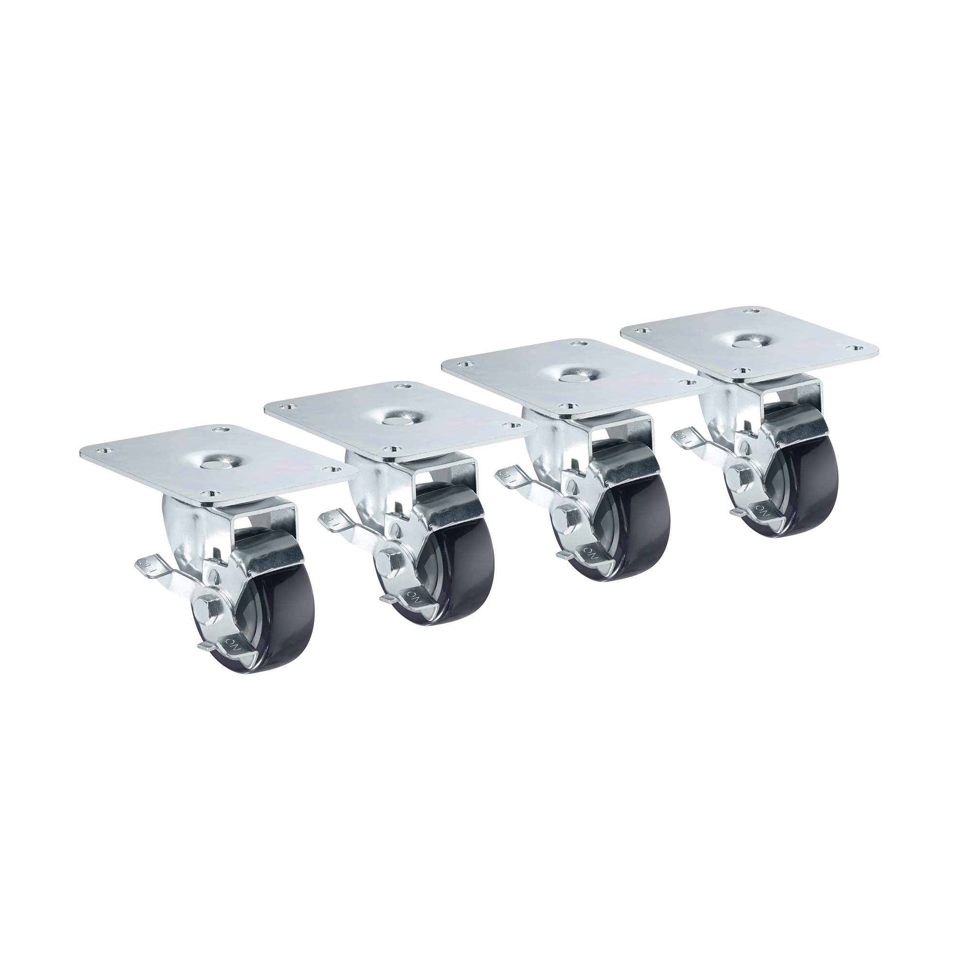 Krowne 28-170S 4 Piece Refrigerator Plate Caster Set w/ 3" Wheels, 4" x 5"