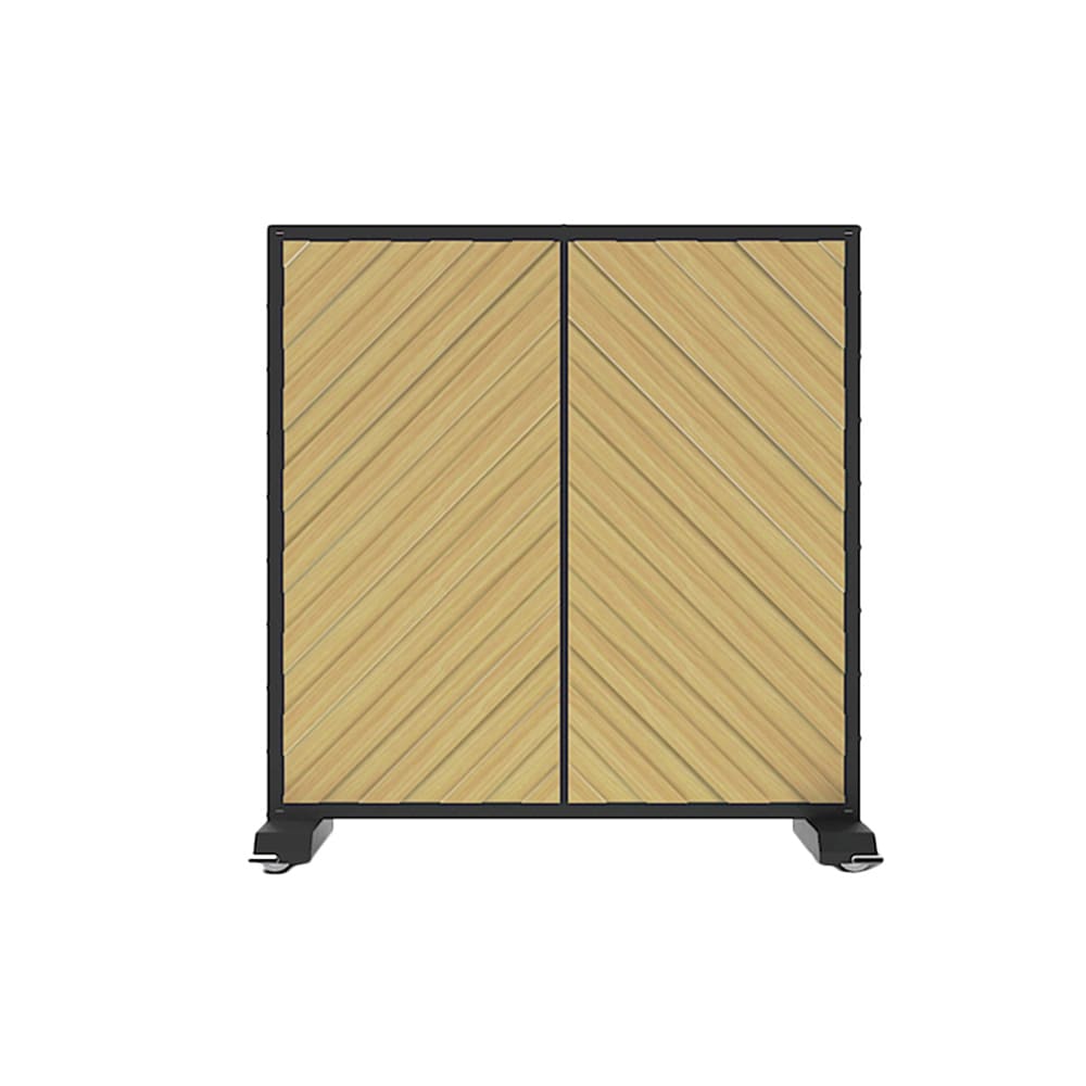 Forbes Industries Mobile Safety Shield Partition w/ Chevron Wood Panel ...