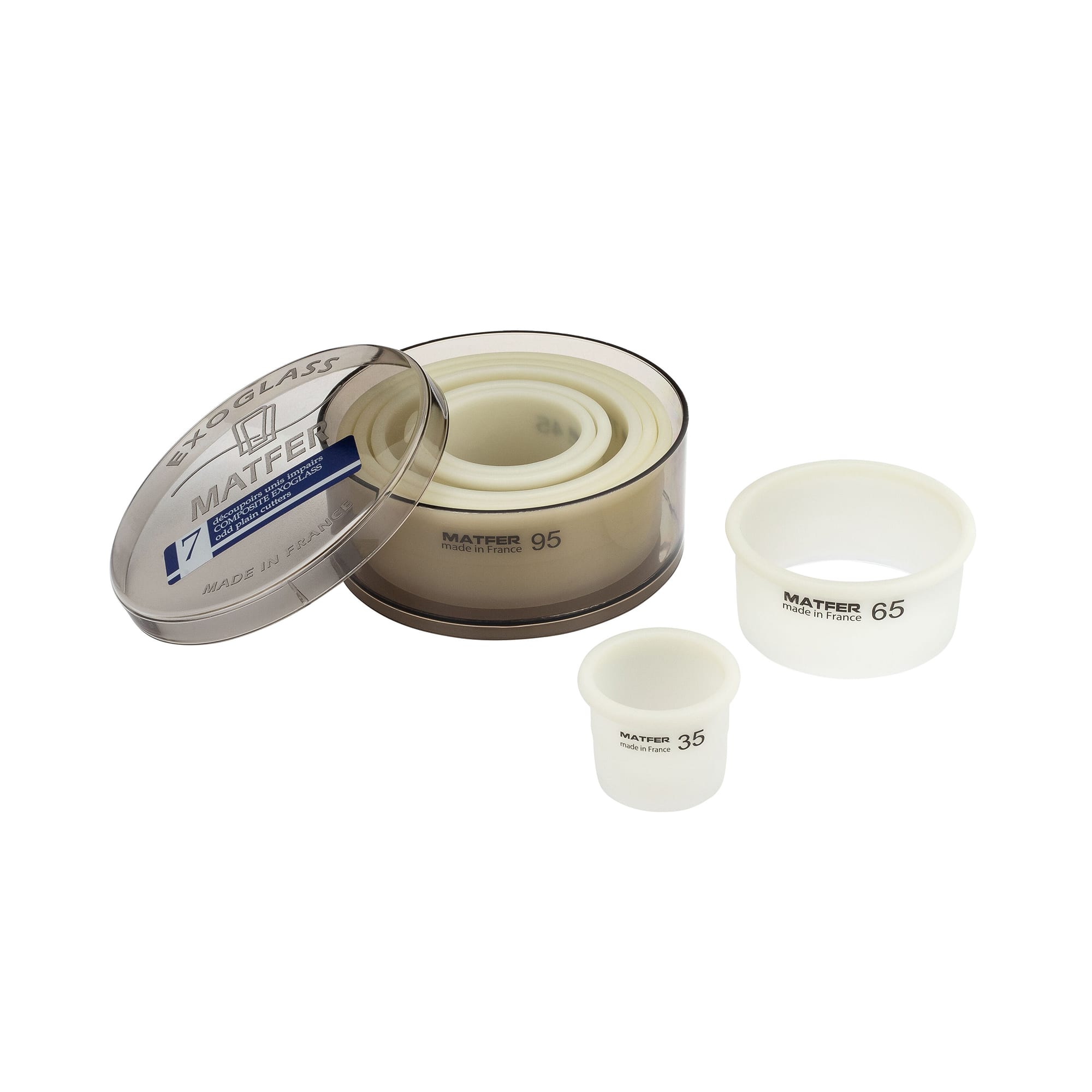 Matfer Bourgeat 150104 7 Piece Round Pastry Cutter Set w/ Storage ...