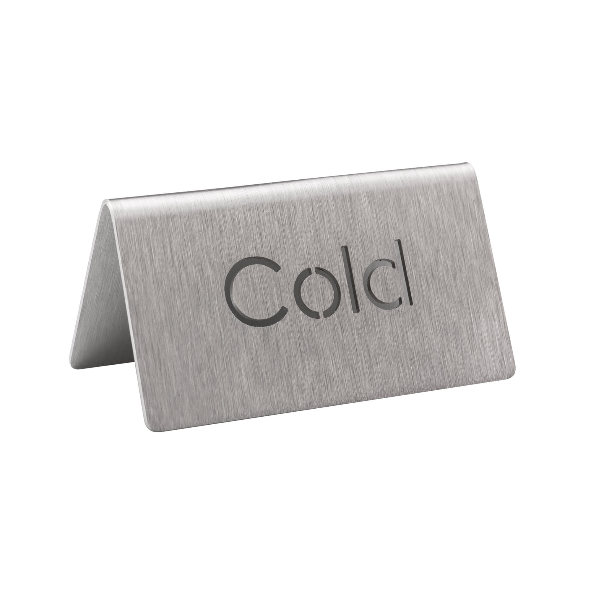 Service Ideas "Cold" Table Tent Sign - 3"W x 1 1/2"H, Brushed Stainless ...