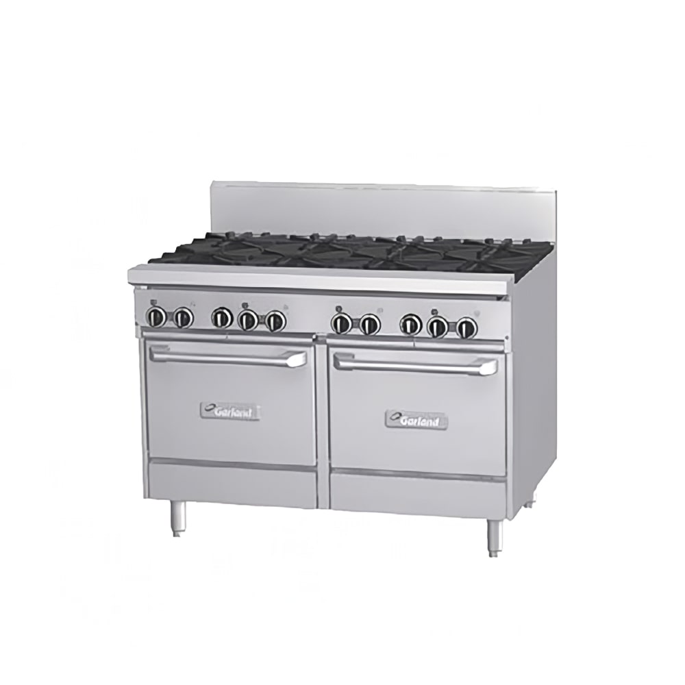 Garland GF48-8LL 48" 8 Burner Gas Range w/ (2) Space Saver Ovens ...