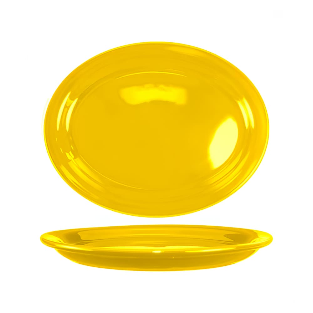 ITI 9 3/4" x 7 1/2" Oval Cancun™ Platter - Ceramic, Yellow (CAN-12-Y)