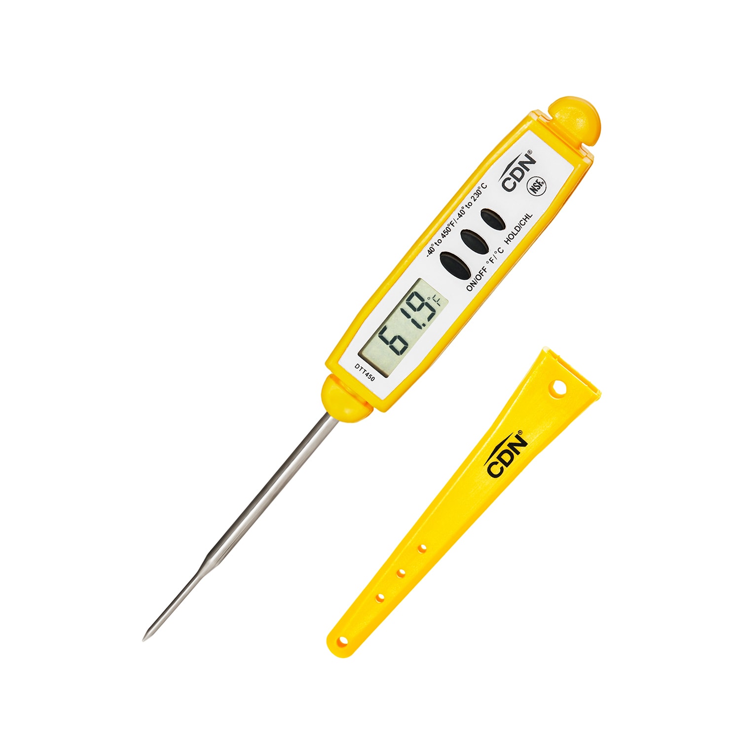 CDN Digital Pocket Thermometer w/ 2 3/4" Stem, -40 to 450°F, Yellow ...