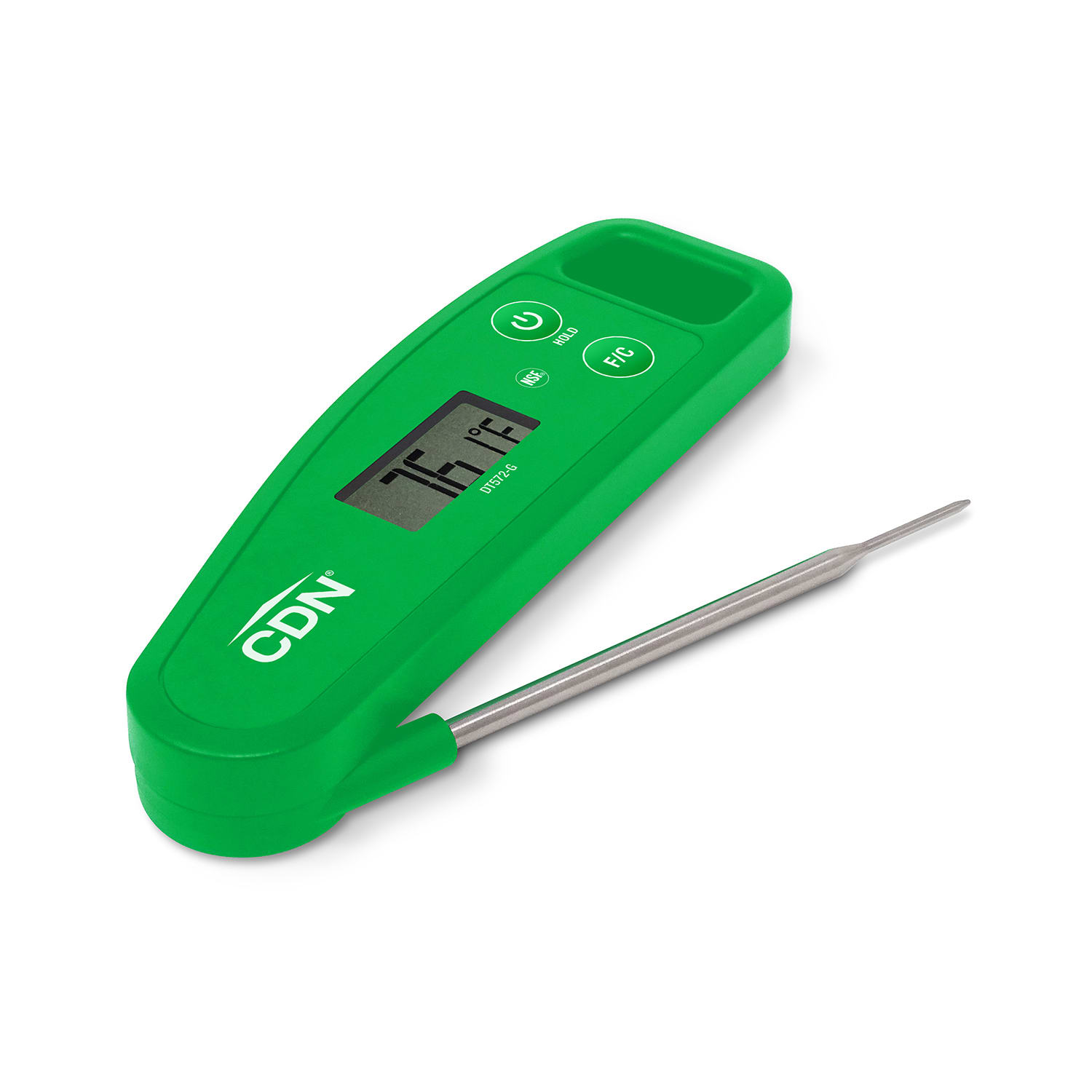 CDN Folding Digital Thermometer w/ 3 3/8" Stem, -58 to 572°F, Green ...