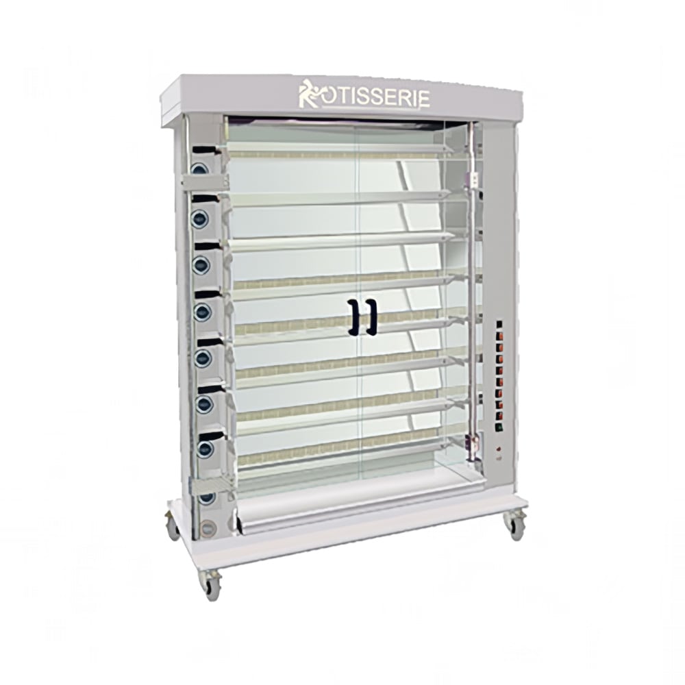 Rotisol USA FF1425-8G-SS Gas 8 Spit Commercial Rotisserie w/ 40 Bird ...