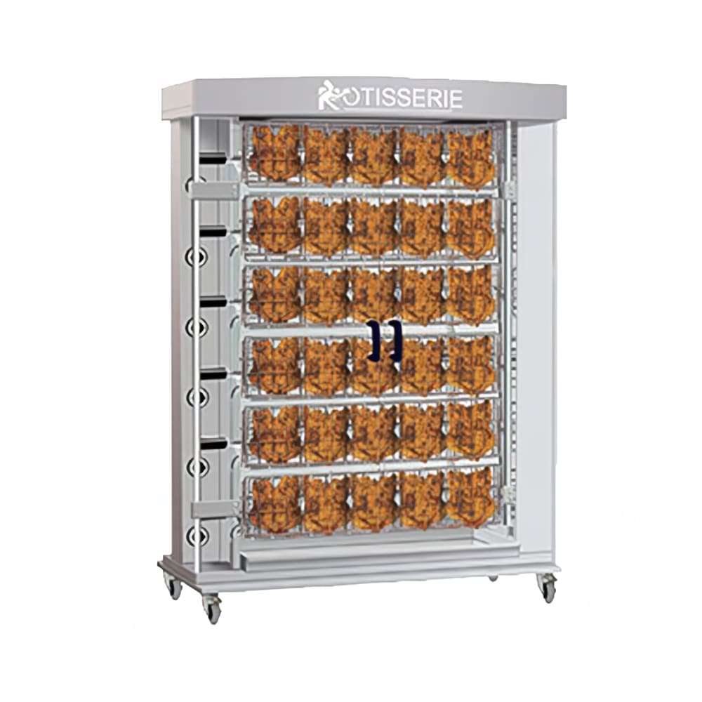 Rotisol USA FFS1425-6G-SS Gas 6 Spit Spatchcock Commercial Rotisserie w ...