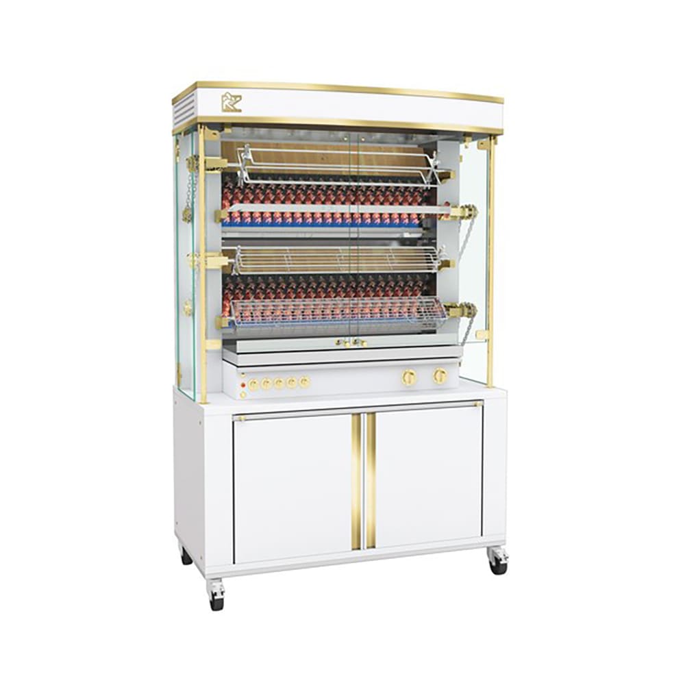 Rotisol USA MF1375-4G-LUX Gas 4 Spit Commercial Rotisserie w/ 24 Bird ...