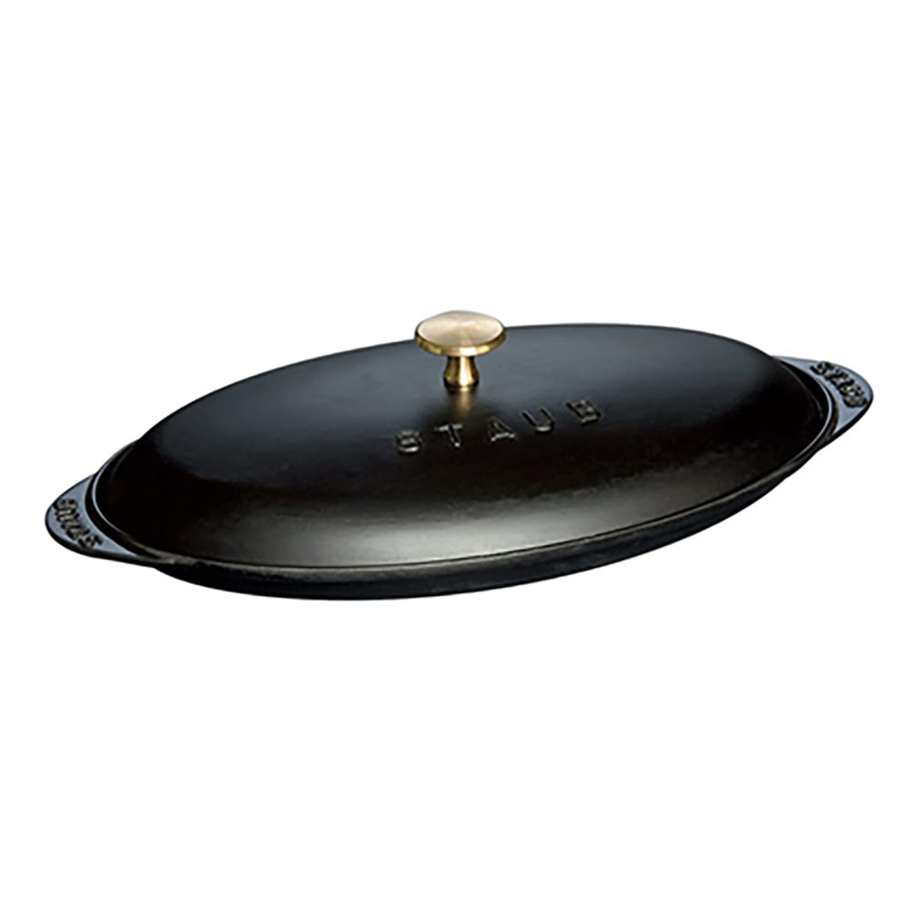 Staub Fish Pan w/ .75-qt Capacity & Enamel Coated Cast Iron, Black ...