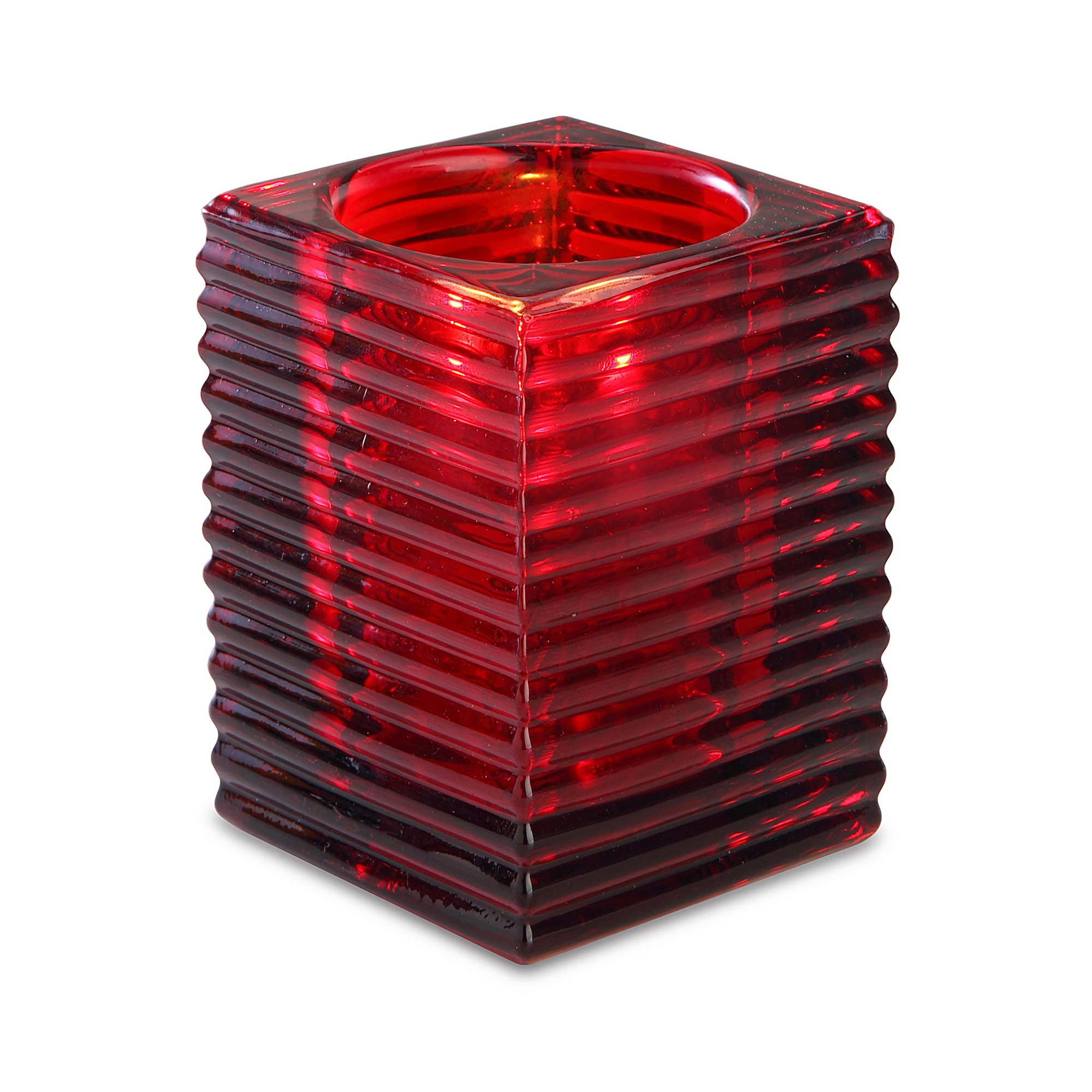 Sterno Kelly Candle Lamp - 2 7/8"L x 2 7/8"W x 4"H, Glass, Red (80148)