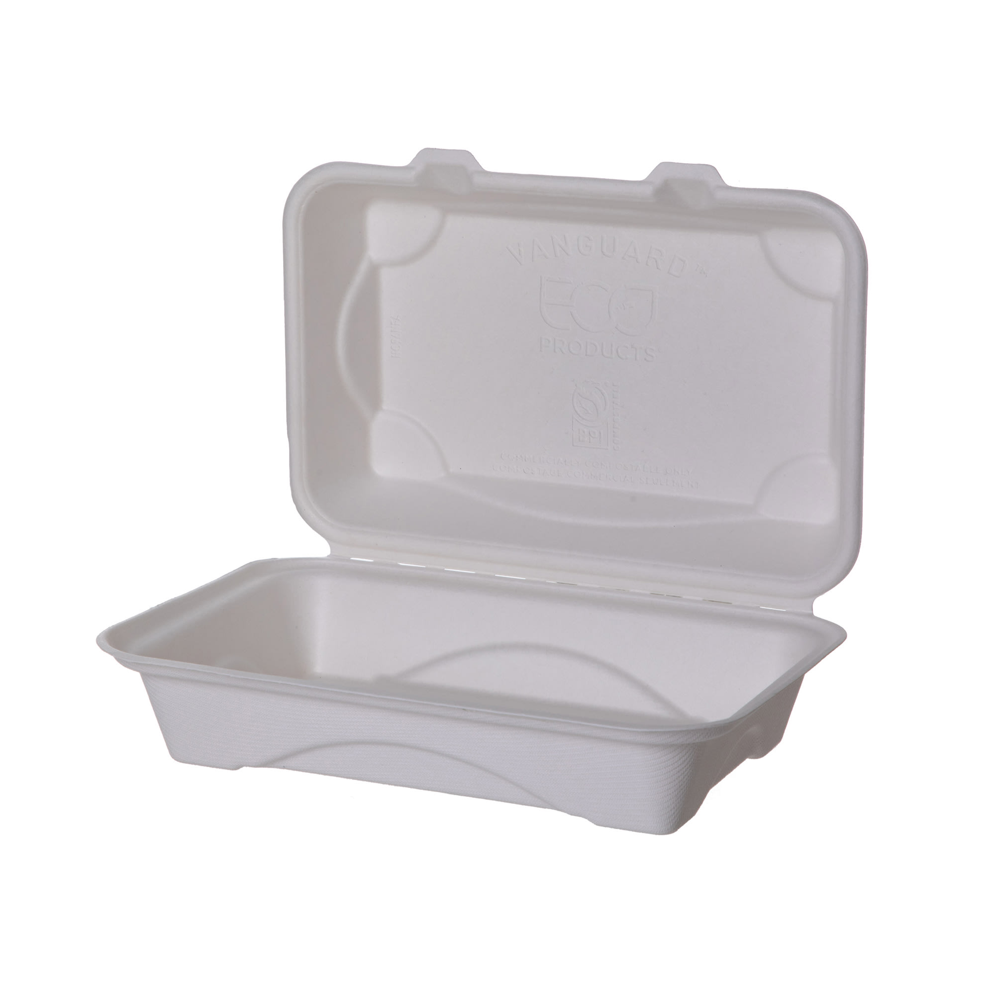 Eco Products Vanguard® Hinged Lid Food Container - 9" x 6" x 3", Molded ...