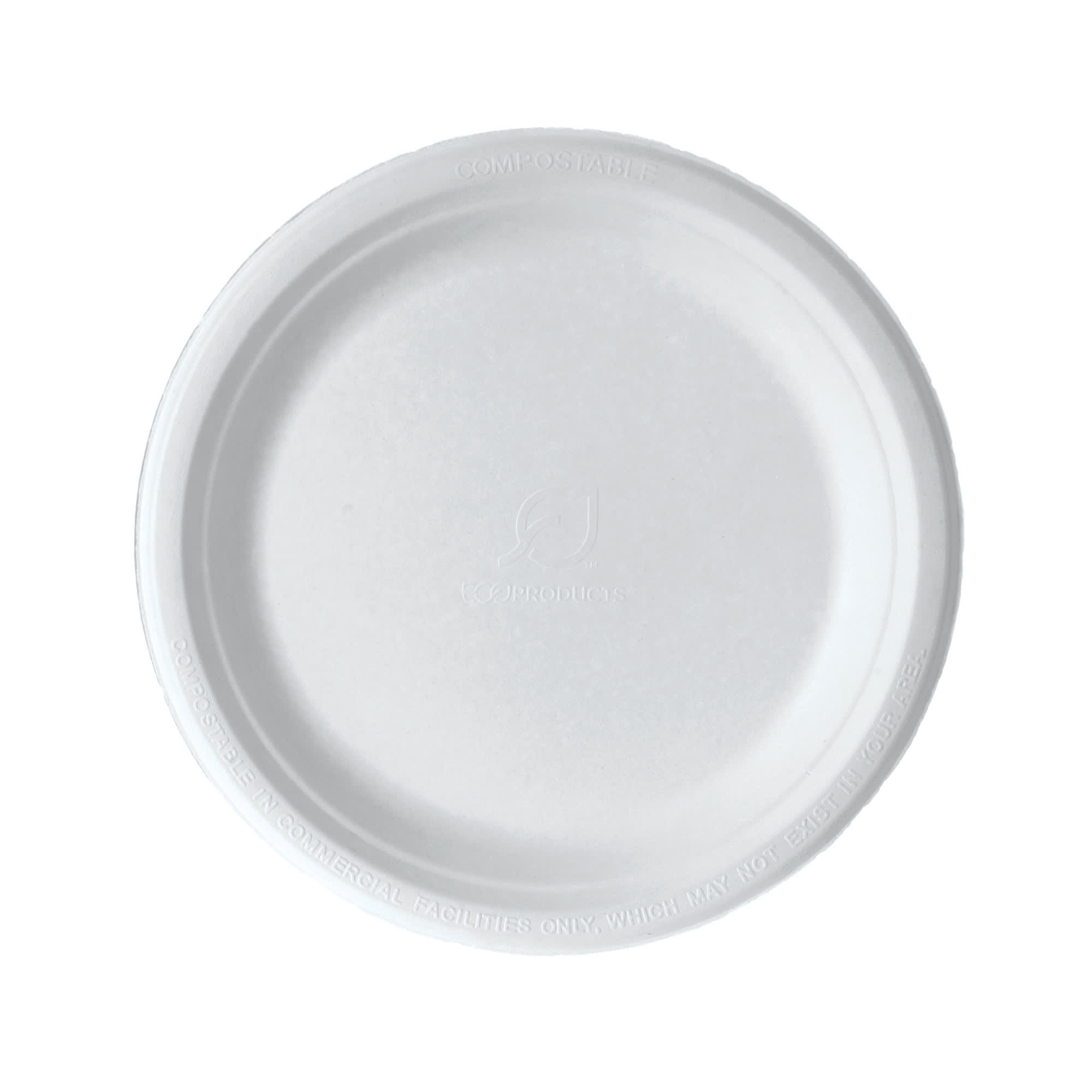 Eco Products WorldView™ 9" Round Disposable Plate - Molded Fiber, White ...