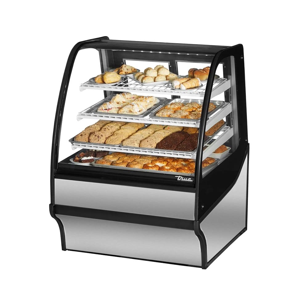 True TDM-DC-36-GE/GE-S-S 36 1/4" Full Service Dry Bakery Case w/ Curved ...
