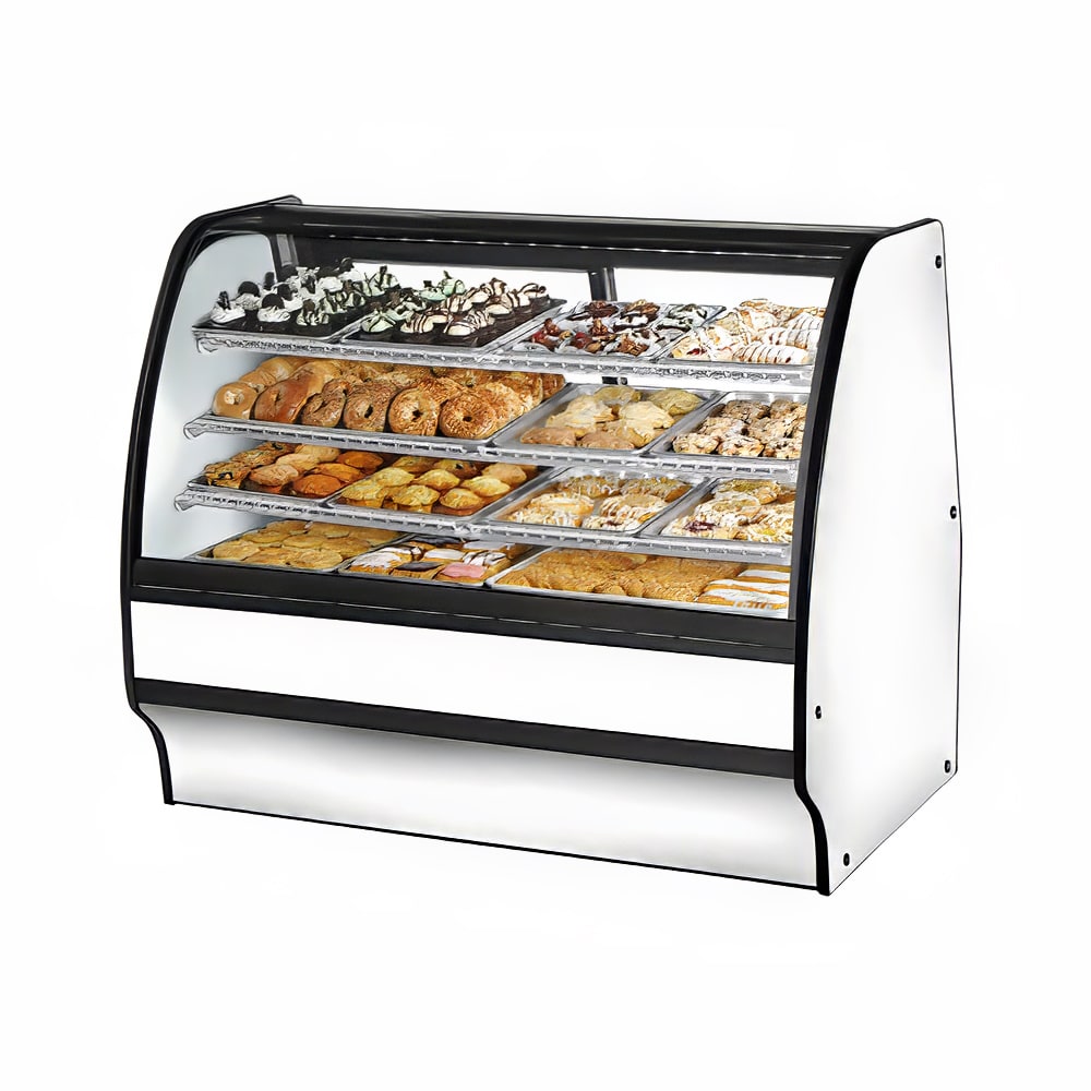 True TGM-DC-59-SC/SC-W-W 59 1/4" Full Service Dry Bakery Case w/ Curved ...