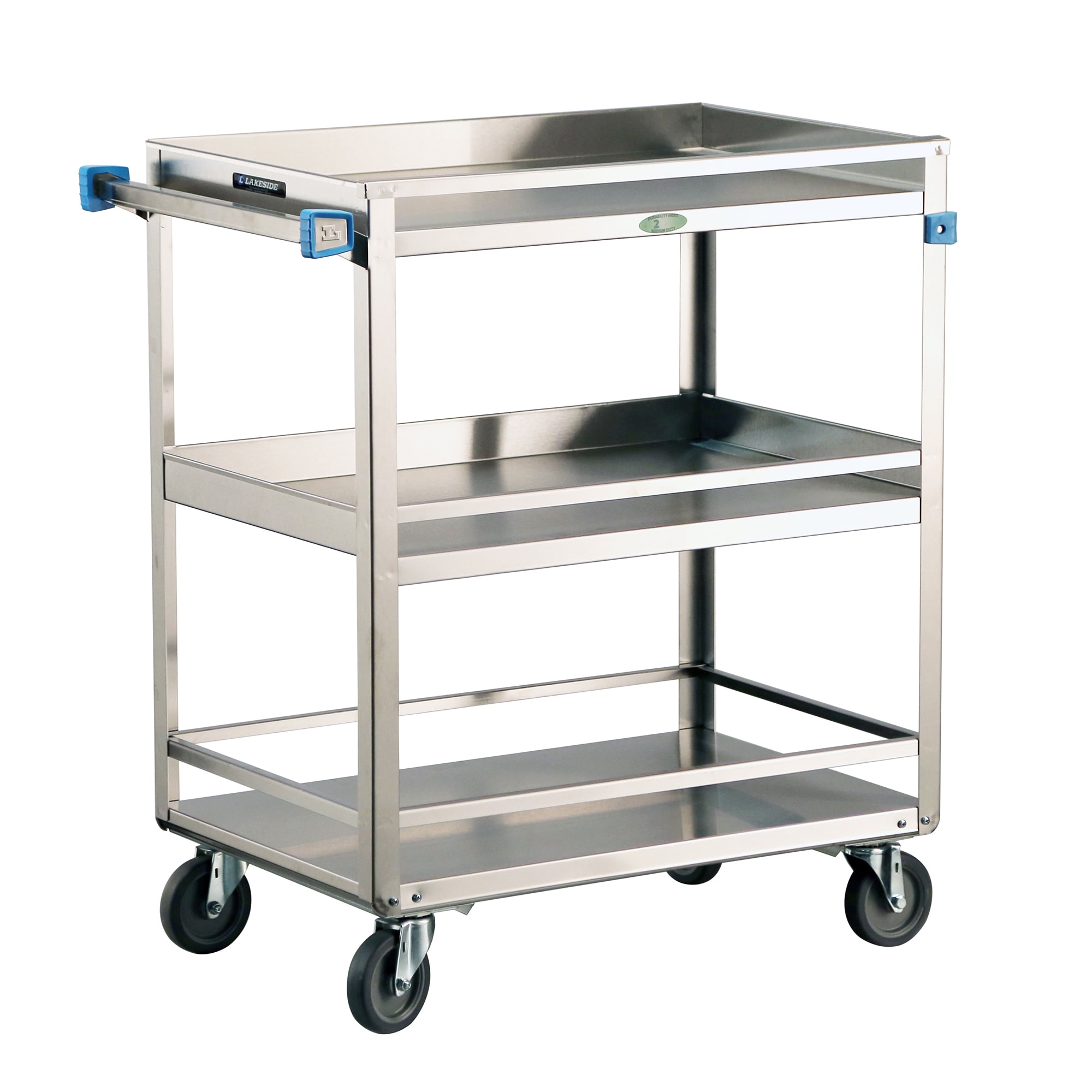 Lakeside 526 3 Level Stainless Utility Cart w/ 500 lb Capacity, Raised ...
