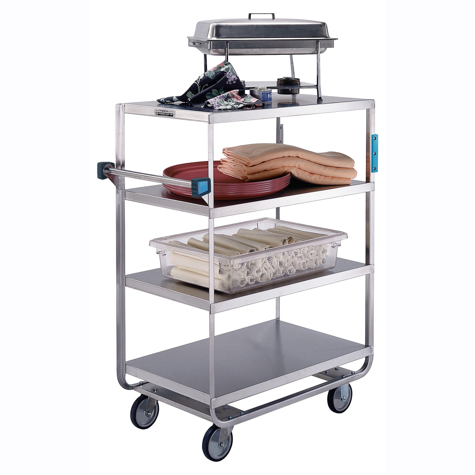 Lakeside 745 4 Level Stainless Utility Cart w/ 700 lb Capacity, Flat Ledges