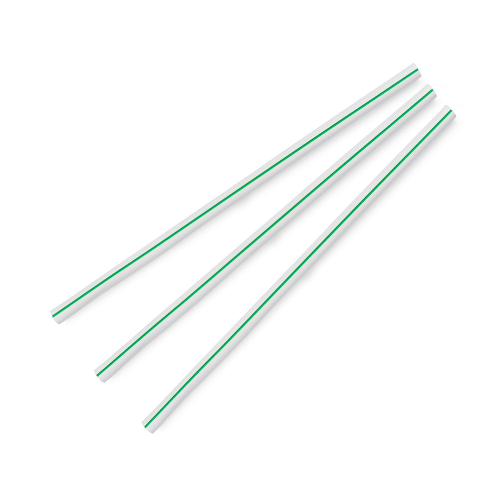 Vegware 8 1/4" Unwrapped Jumbo Straws - PLA, Green Striped (WS07-GS)