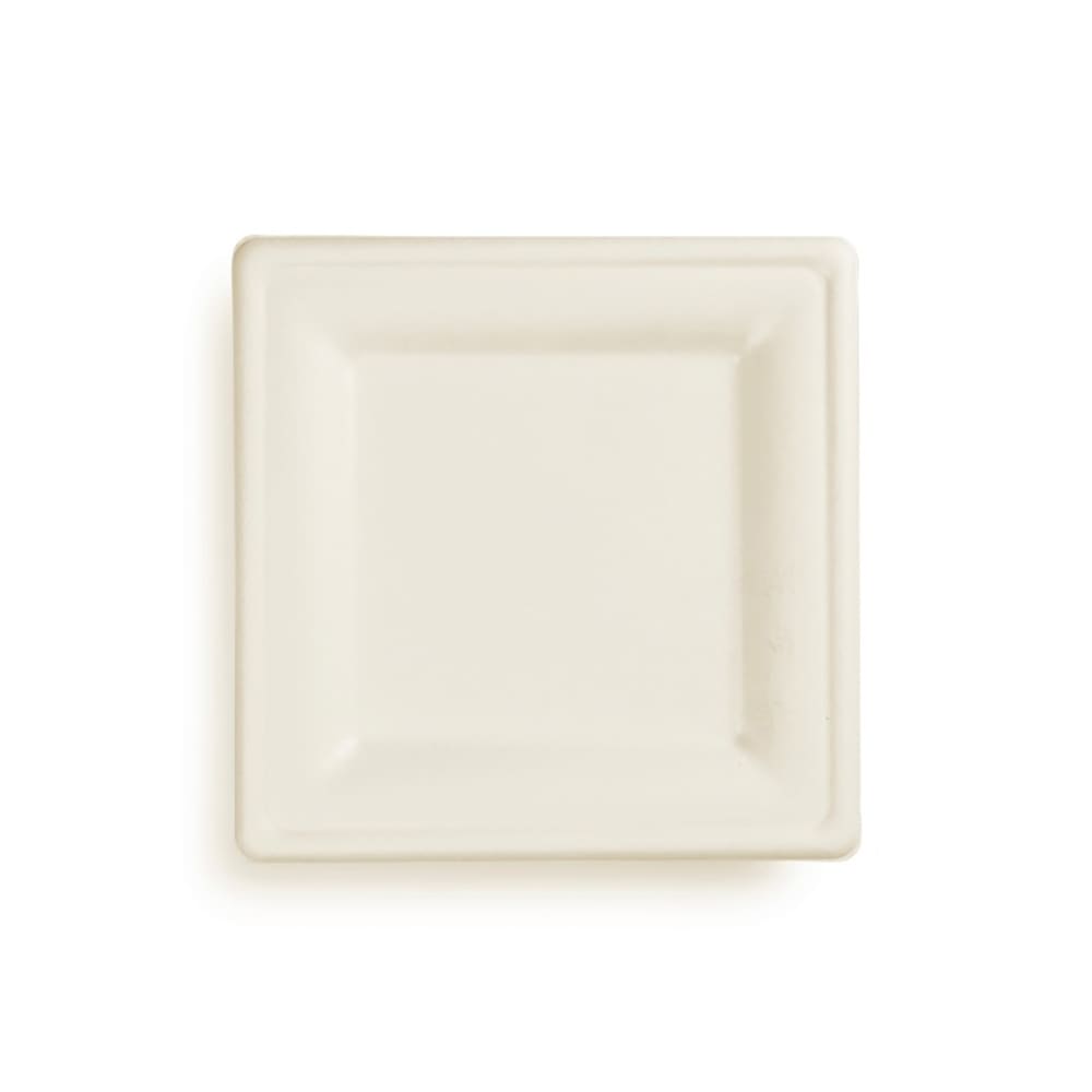 Vegware 10" Square Disposable Plate - Molded Fiber, Natural Brown (VPSQ ...