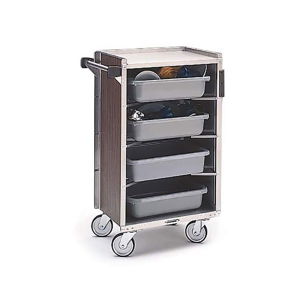 Lakeside 890 27 3/4"L Metal Bus Cart w/ (4) Levels, Shelves, Black