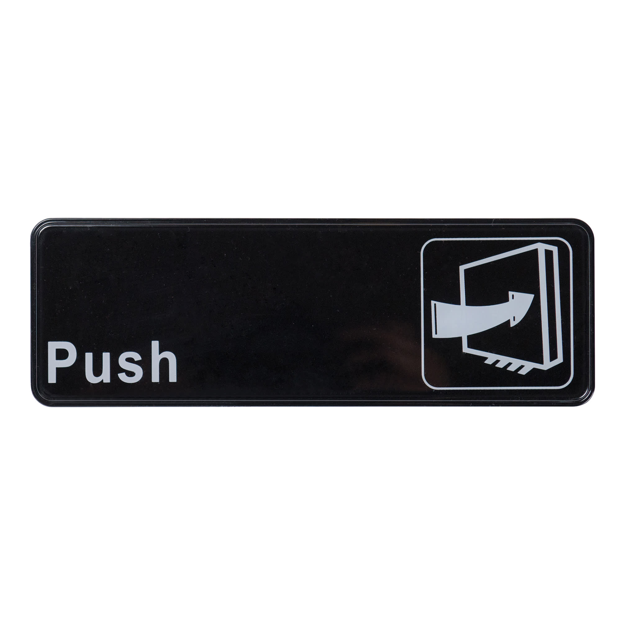 Winco SGN-301 Push Sign w/ Symbol - 3" x 9", Black