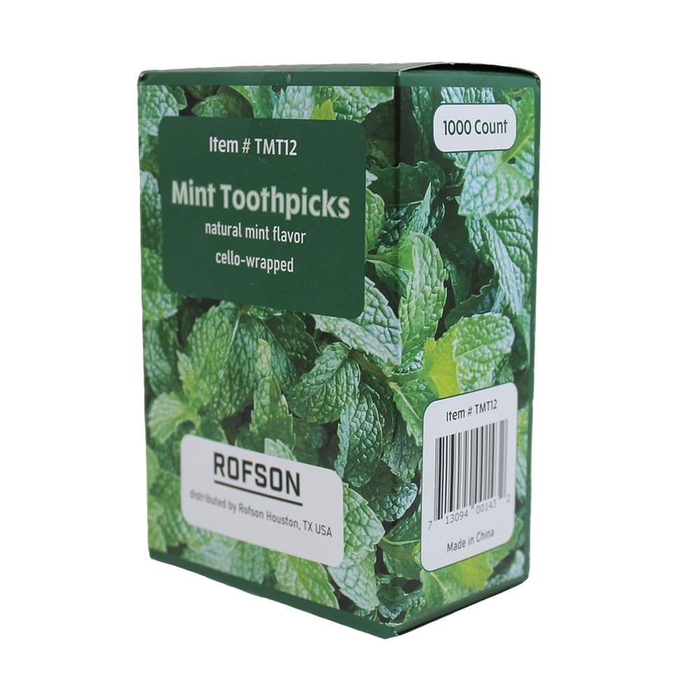 Rofson TMT12 Cello Wrapped Wood Toothpicks, Mint Flavored