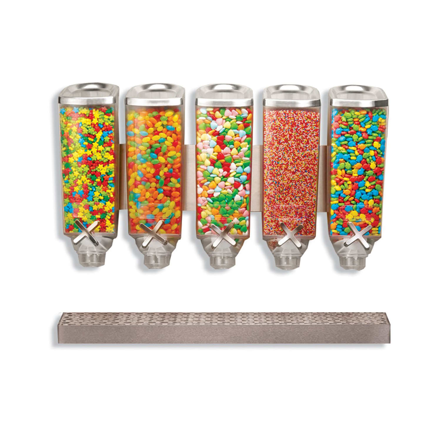 Rosseto Wall-Mount Dry Food Dispenser, (5) 1 gal Hoppers (EZP2890)