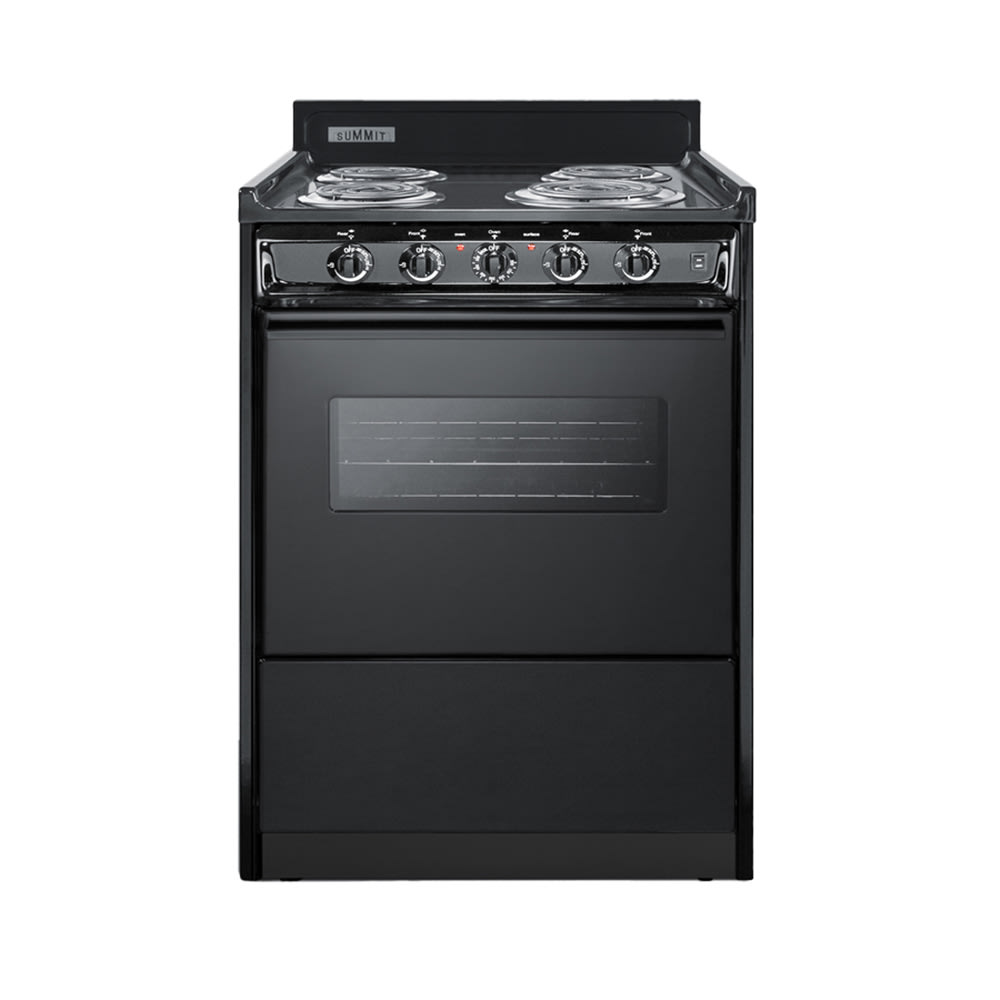 Summit TEM610CW 24"W Electric Stove w/ (4) Burners - Black, 220v/1ph