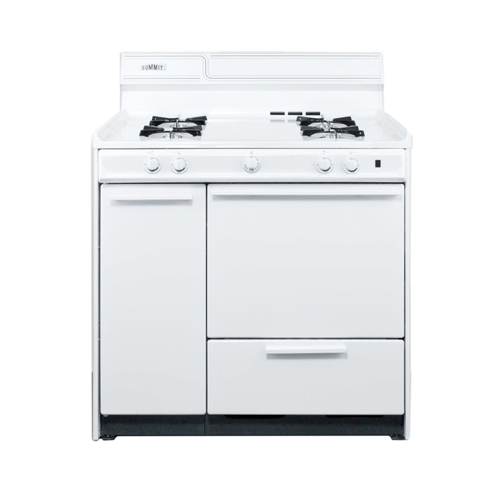 Summit WNM4307 36"W Gas Stove w/ (4) Burners - White, Natural Gas