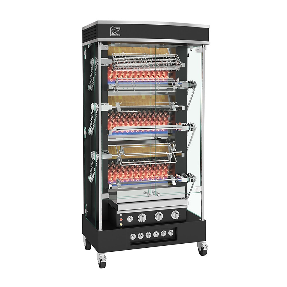 Rotisol USA MF975-6G-LUX Gas 6 Spit Commercial Rotisserie w/ 18 Bird ...