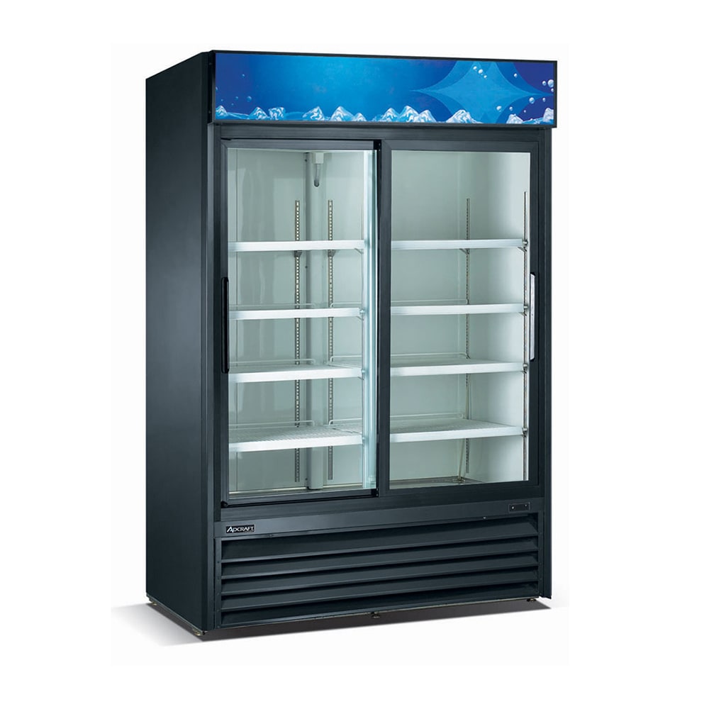 U-Star USRFS-2D/B 53 1/4" Two Section Glass Door Merchandiser - (2 ...