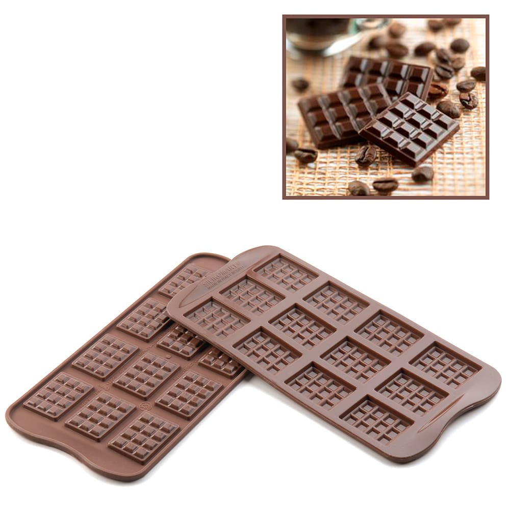 Silikomart Tablette Chocolate Mold w/ 12 Sections - Silicone, Brown ...