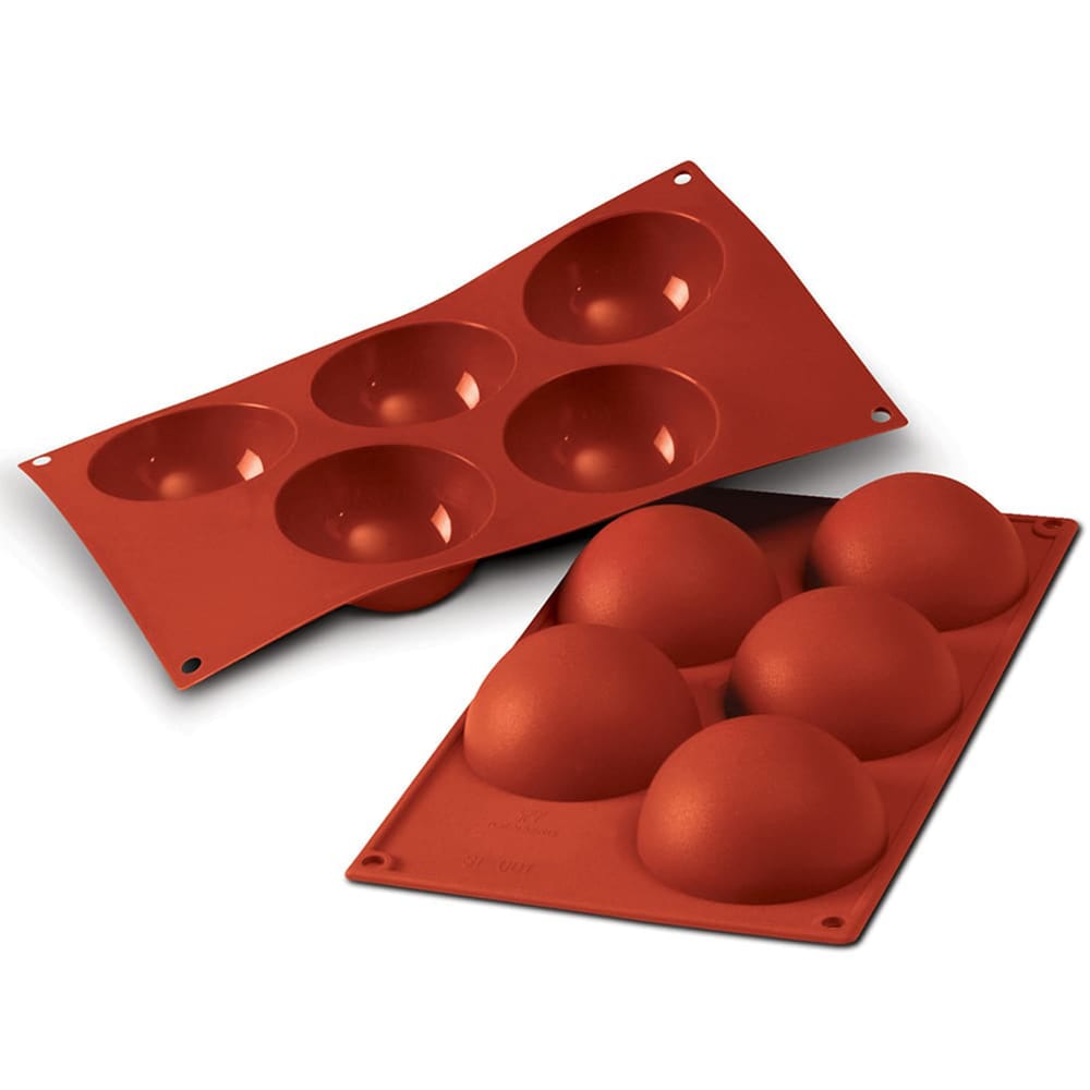 Silikomart Half Sphere Mold w/ 5 Sections - Silicone, Red (SF001)