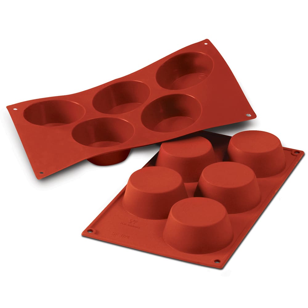 Silikomart Large Muffin Mold w/ 5 Sections - Silicone, Red (SF024)