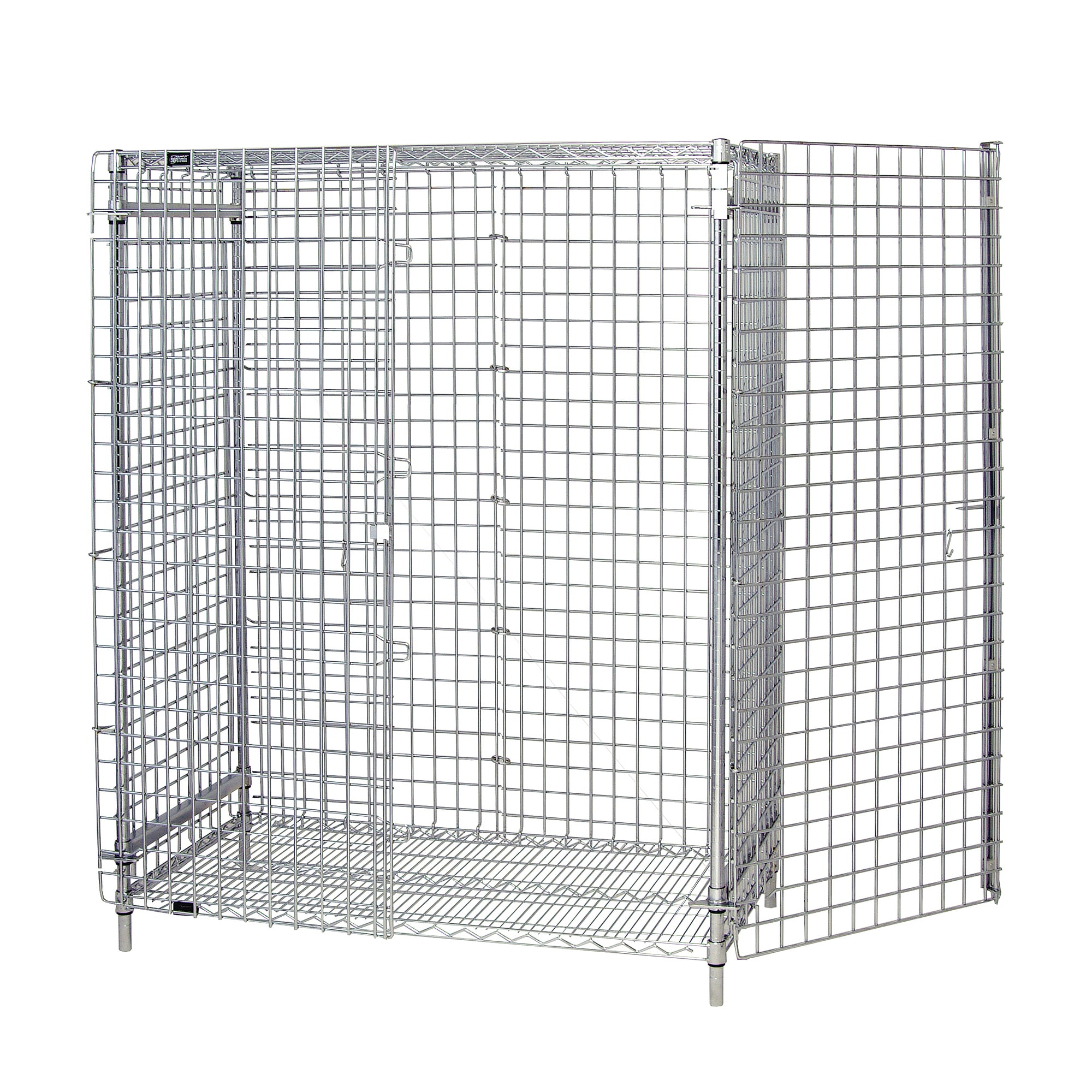 Quantum Food Service 36" Stationary Security Cage - 24"W, Chrome (2436-63SEC)