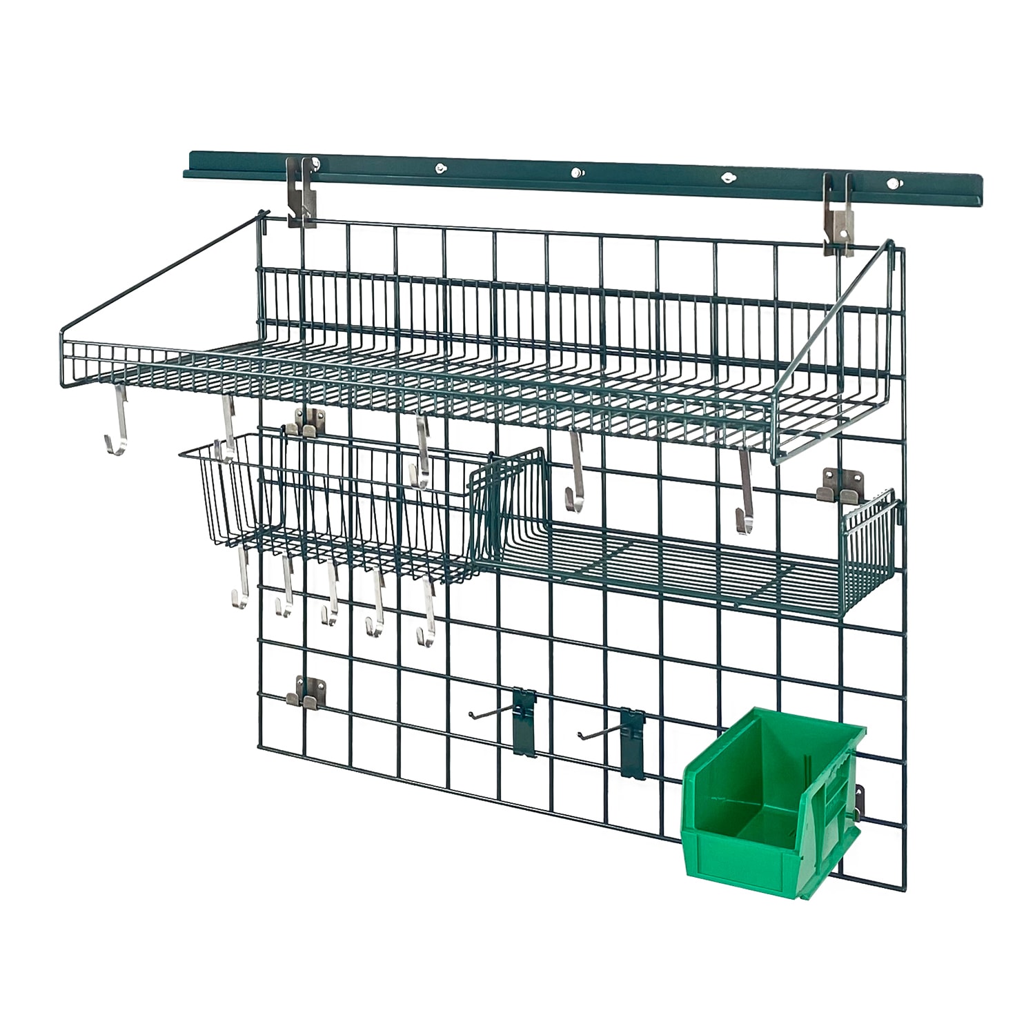 Quantum Food Service 40" Store Grid Wire Wall Mounted Shelf w/ Green ...
