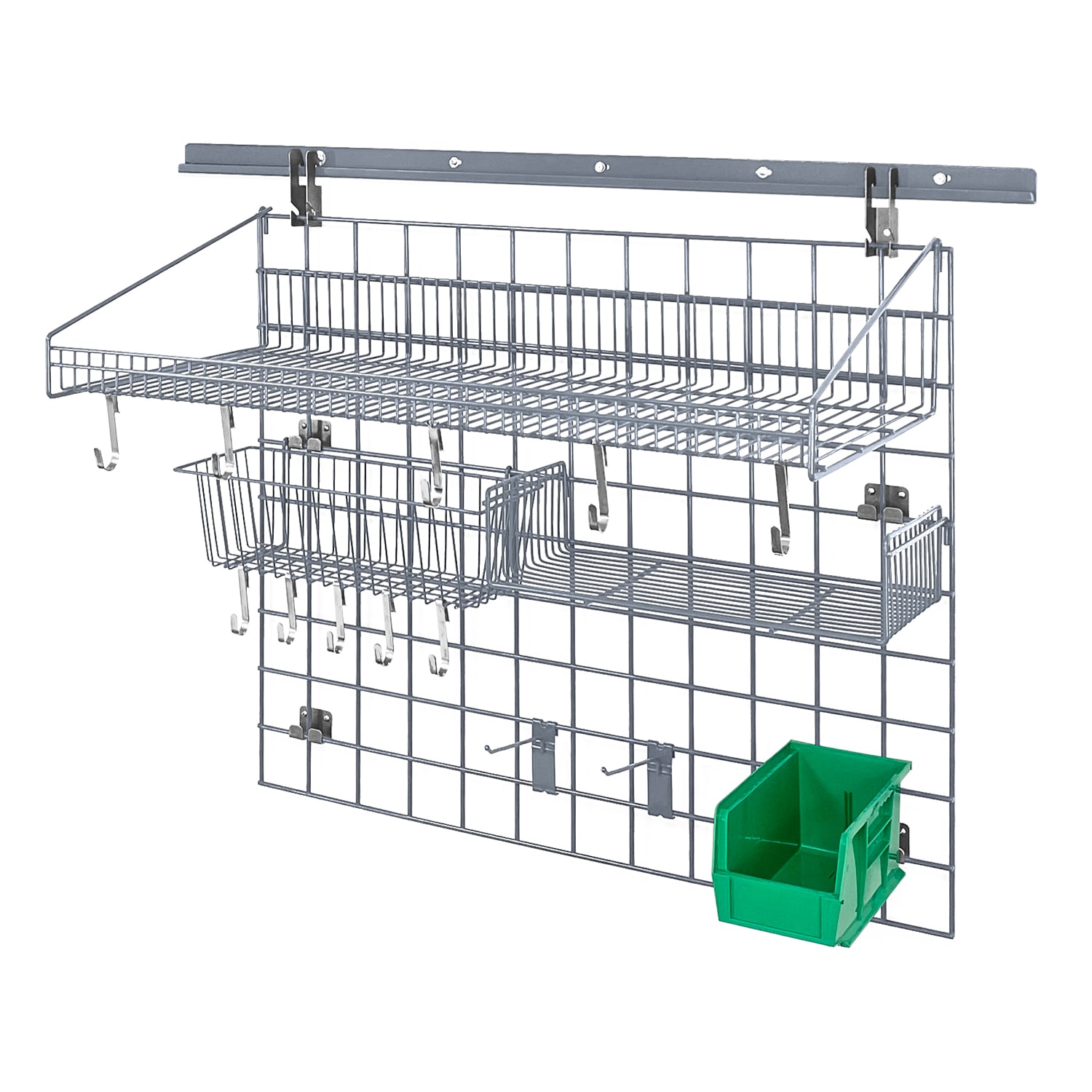 Quantum Food Service 40" Store Grid Wire Wall Mounted Shelf w/ Green ...