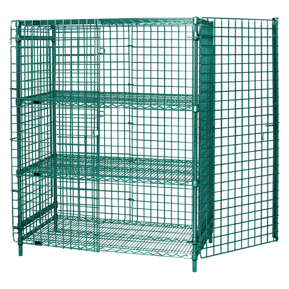 Quantum Food Service 60" Stationary Security Cage - 24"W, Green Epoxy ...