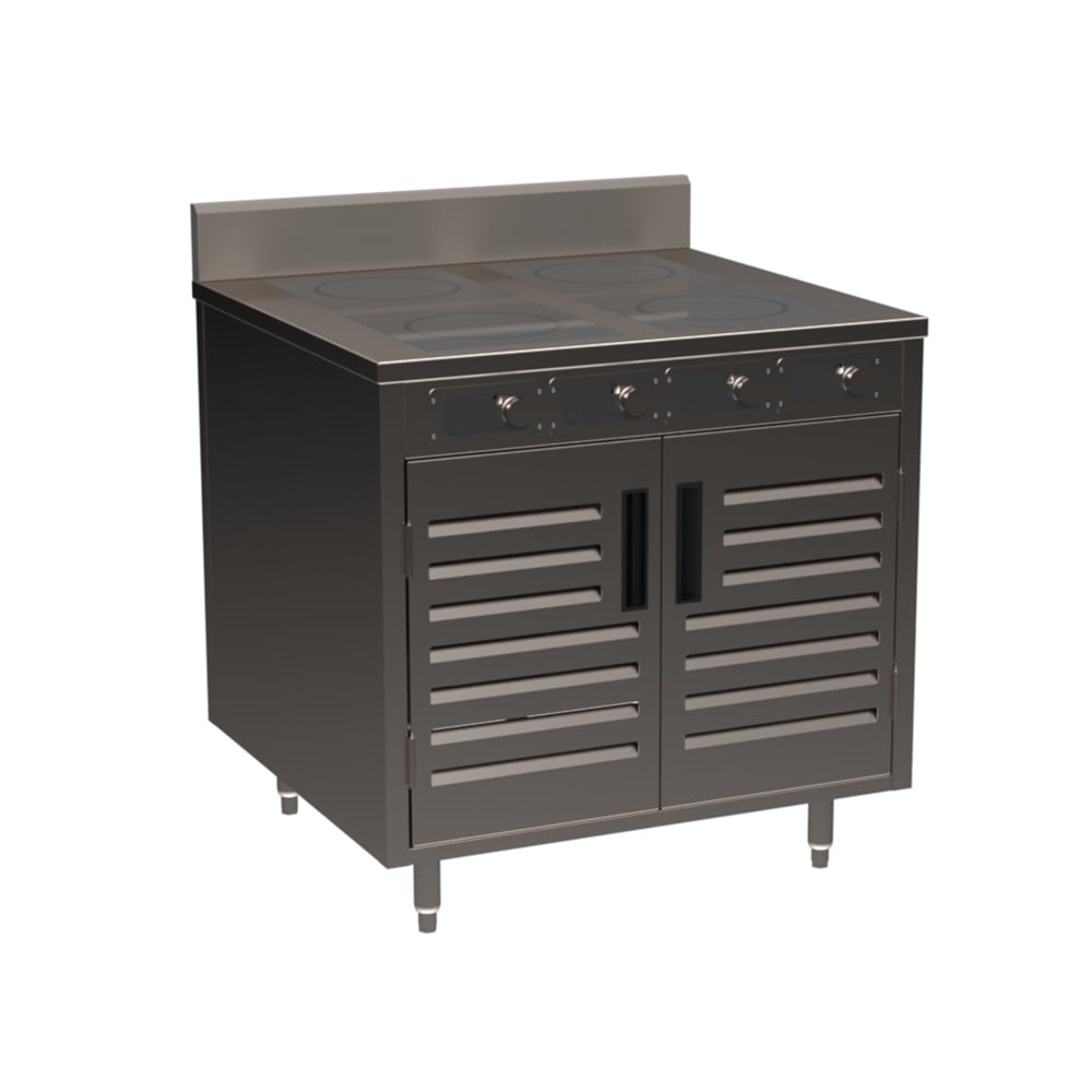 Spring USA BOH-1800D 36" Cooking Cart w/ (4) Induction Stove, Silver